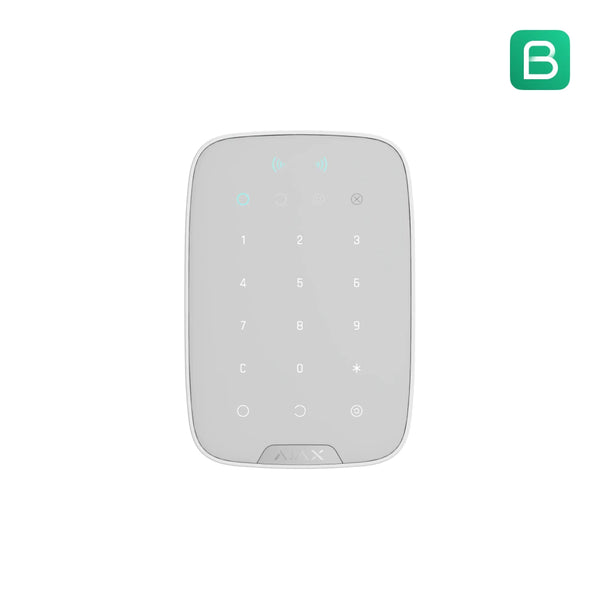 Ajax KeyPad Plus Jeweller Hvid – Betjeningspanel med brik-læser – Sikshop