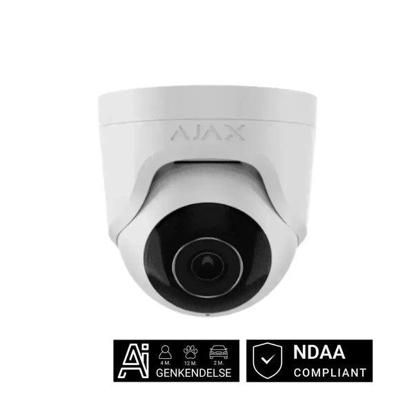 Ajax TurretCam – 5 MP, AI-genkendelse, 35m IR-lys, Hvid – Sikshop